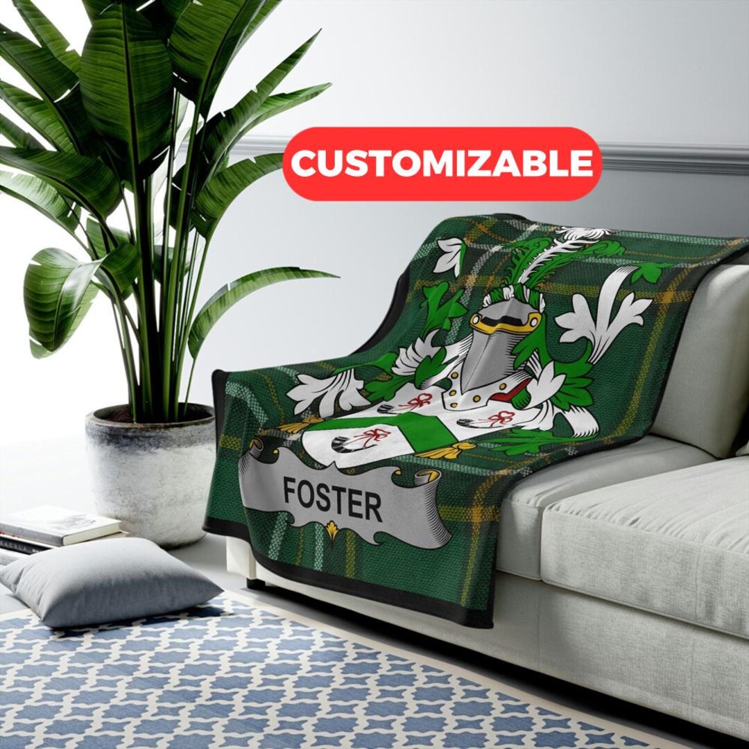 Foster Surname Irish Coat of Arms Blanket, Irish National Tartan ...