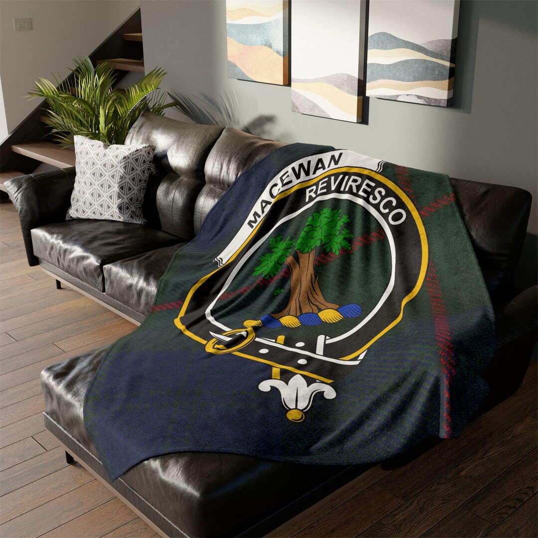 Macewan Clan Crest Tartan Throw Blanket, Cozy Scottish Tartan Blanket ...