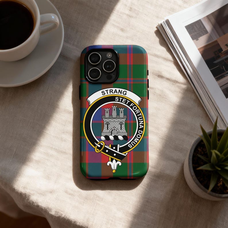 Strang Clan Crest, Traditional Tartan, Cell Phone Case, Scottish Pride ...