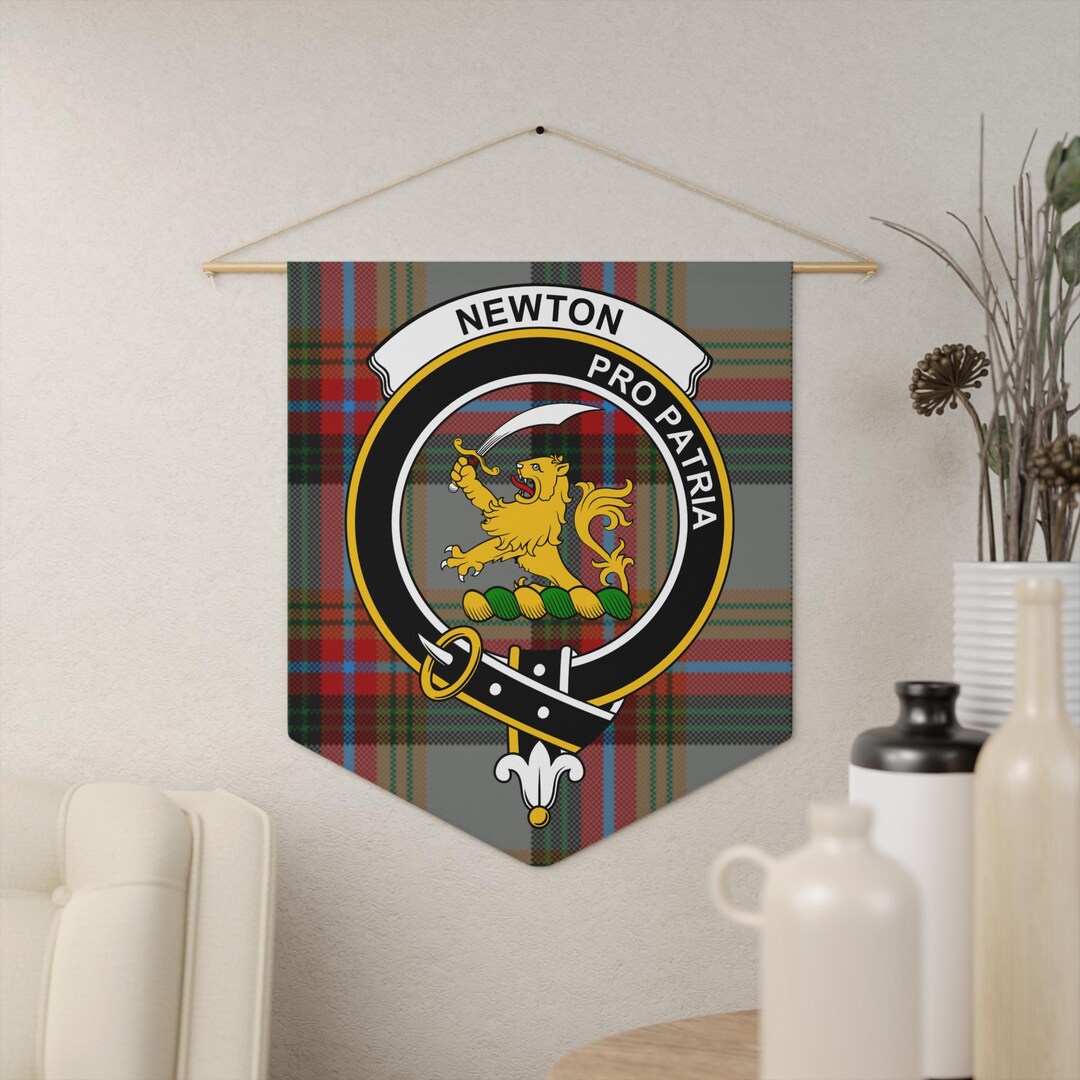 Newton Clan Crest Tartan Pennant: Scottish Heritage, Family Pride, Lion ...