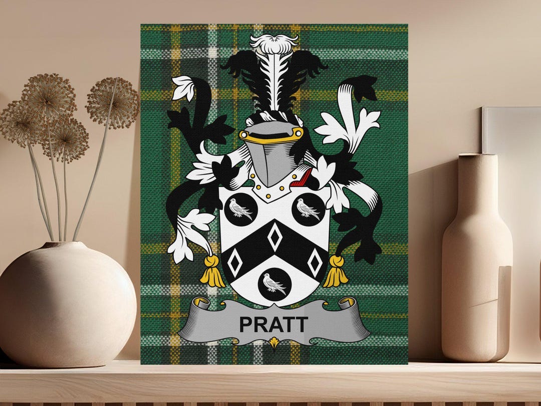 Pratt Irish Surname Coat of Arms Canvas Wrap, Irish Family Crest Wall ...