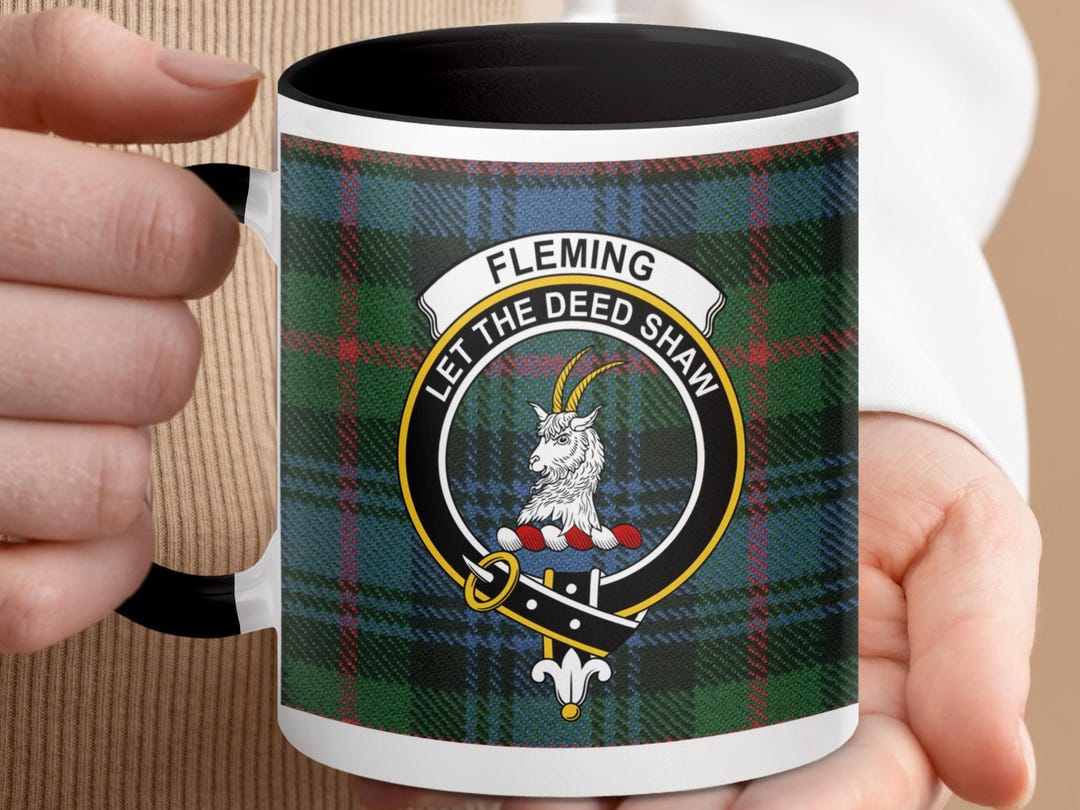 Fleming Clan Crest Tartan Mug, Scottish Heritage Mug, Family Name Mug ...