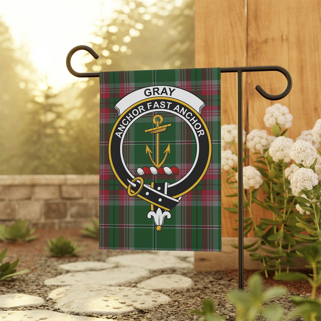 Gray Clan Scottish Tartan Garden Banner, Gray Family Crest Scotland ...