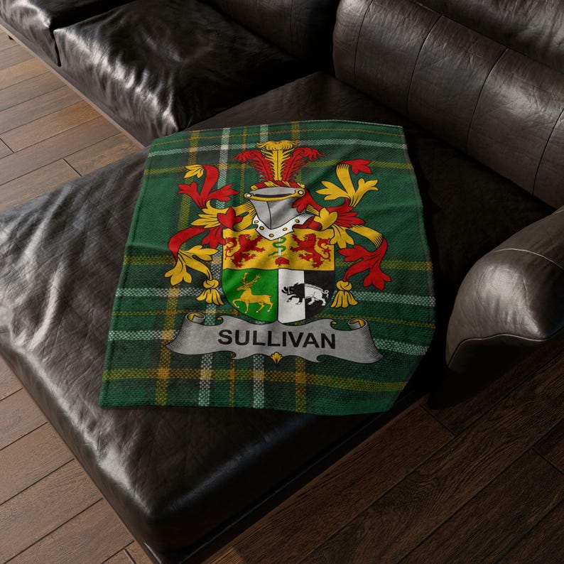 Sullivan Irish Surname Coat of Arms Blanket, Irish Tartan Blanket ...