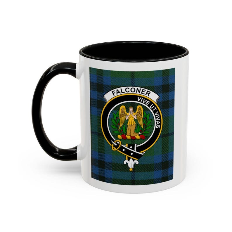 Falconer Clan Mug, Scottish Heritage, Premium Coffee Cup, Family Crest ...