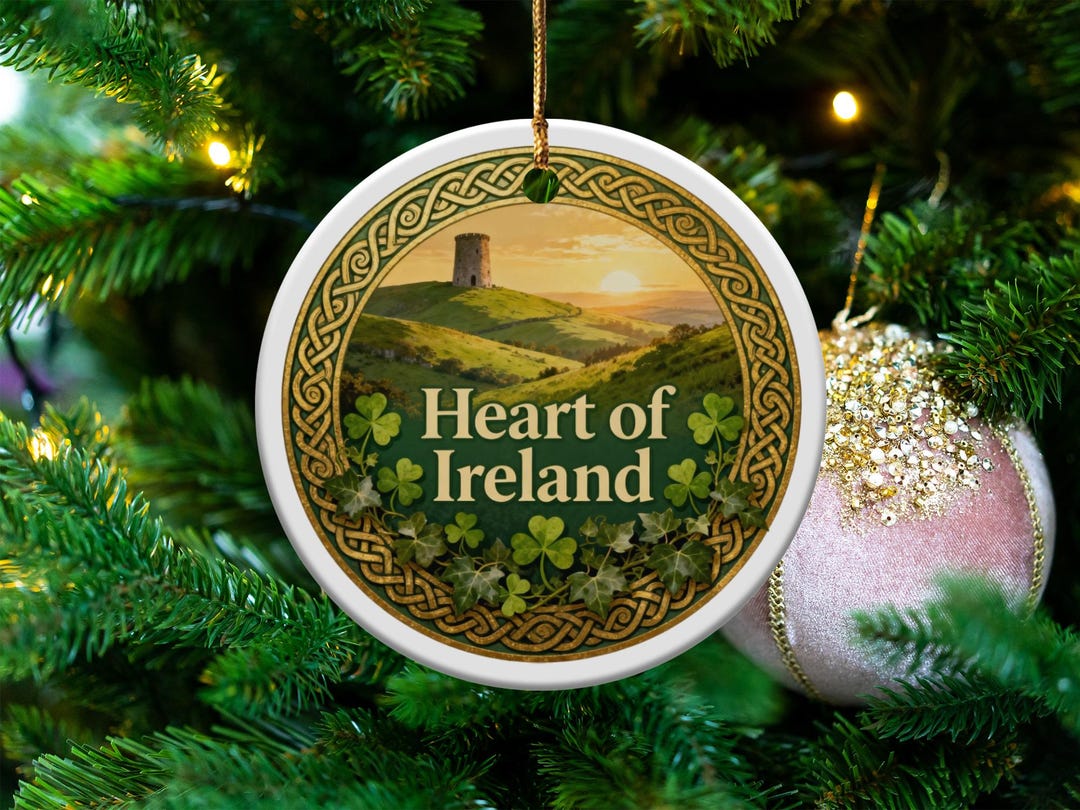 Ireland Ceramic Ornament: Round, Shamrock, Tower, Landscape, Heart of ...