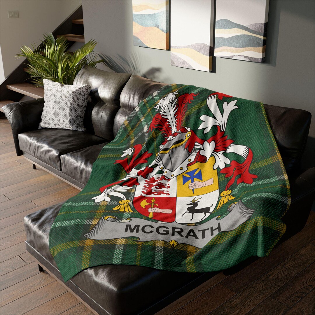 Mcgrath Irish Surname Coat of Arms Blanket, Irish National Tartan ...
