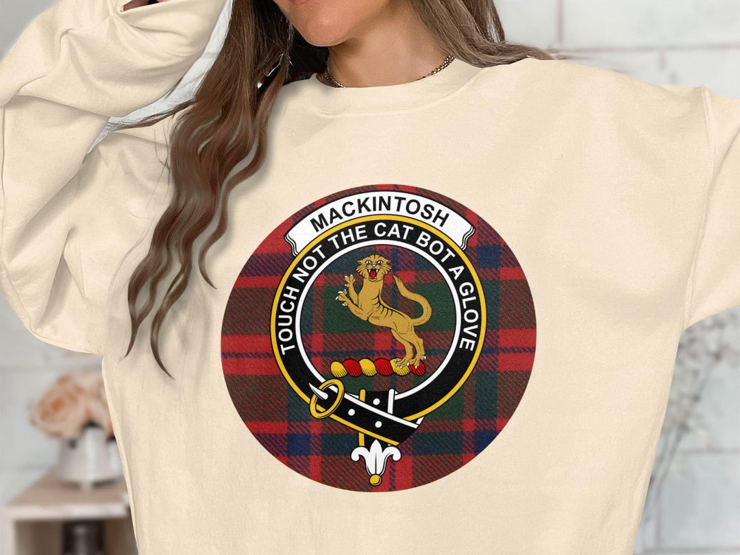 Mackintosh Scottish Clan Crest on Tartan Background, Unisex T-shirt ...