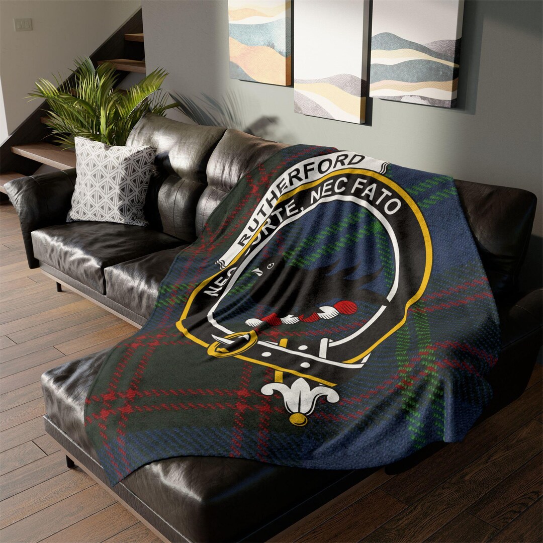 Rutherford Scottish Clan Crest Tartan Minky Blanket, Heritage Throw - Etsy