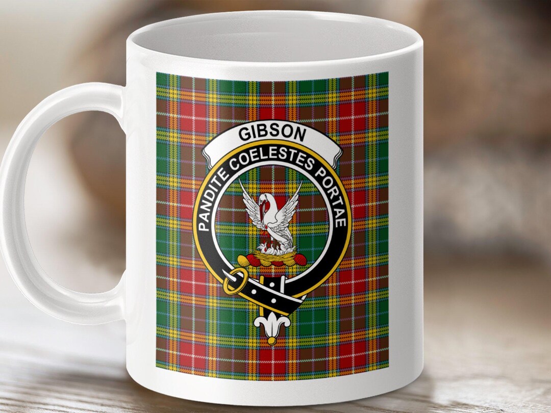 Gibson Clan Scottish Tartan Crest Mug, Scotland Ancestry Gift, Family ...