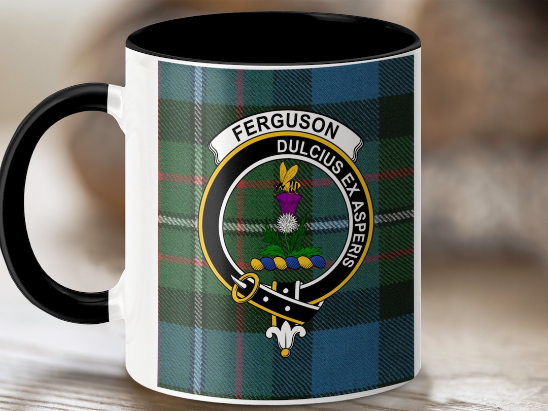 Ferguson Clan Crest Mug, Scottish Family Heritage Mug, Dulcius Ex ...