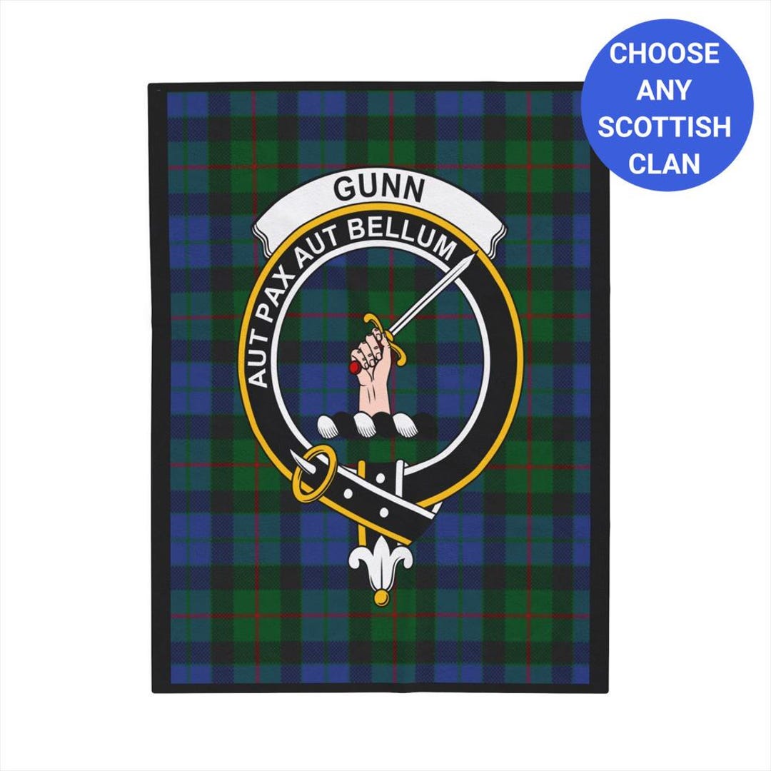 Gunn Scottish Clan Crest Tartan Decke, Clan Gunn Plaid Decke ...