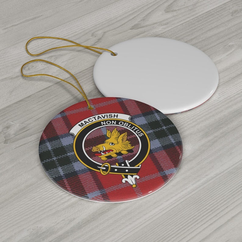 Personalized Scottish Clan Crest Christmas Ornament: Tartan Holiday ...