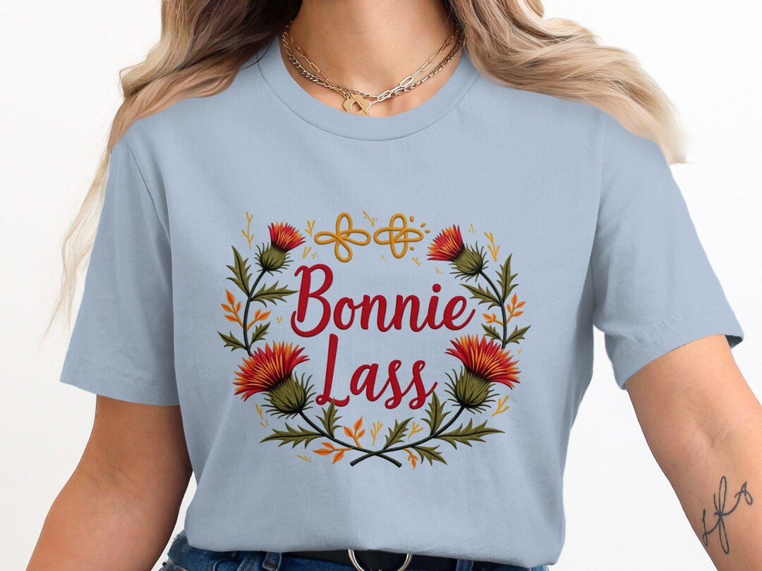 Scottish Heather Floral Bonnie Lass T-shirt, Cozy Tee for Women ...