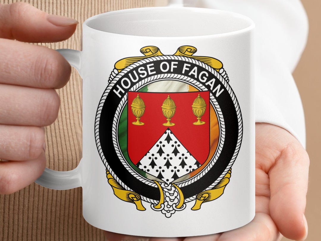 Fagan Irish Coat of Arms Mug, House of Fagan Ancestry Heritage Coffee ...