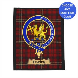 Davies Scottish Clan Crest Tartan Blanket, Cozy Home Decor Throw ...