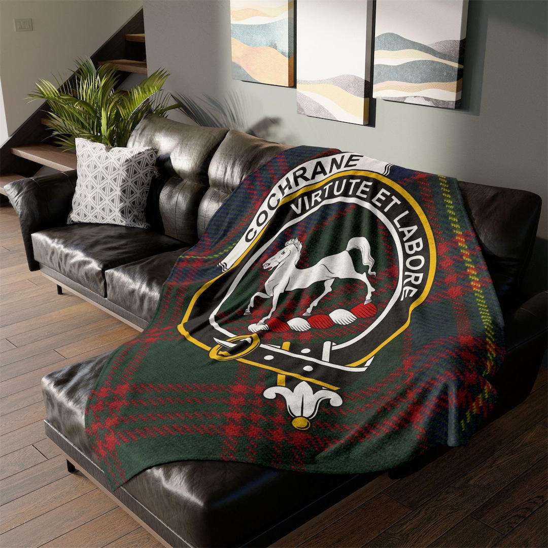 Cochrane Clan Crest Tartan Blanket, Soft Scottish Clan Cochrane Blanket ...