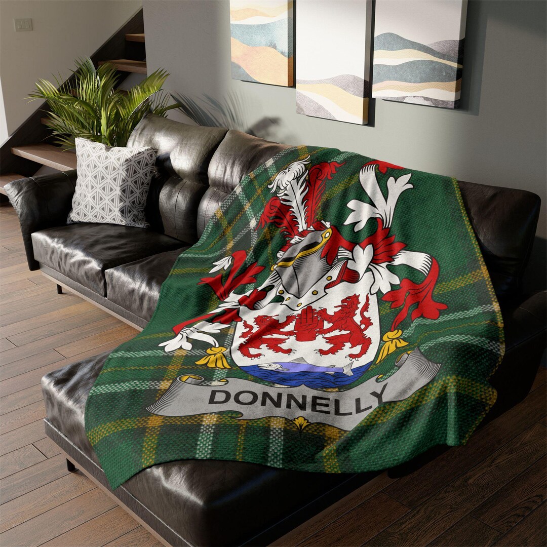 Donnelly Irish Surname Coat of Arms Blanket, Irish National Tartan ...