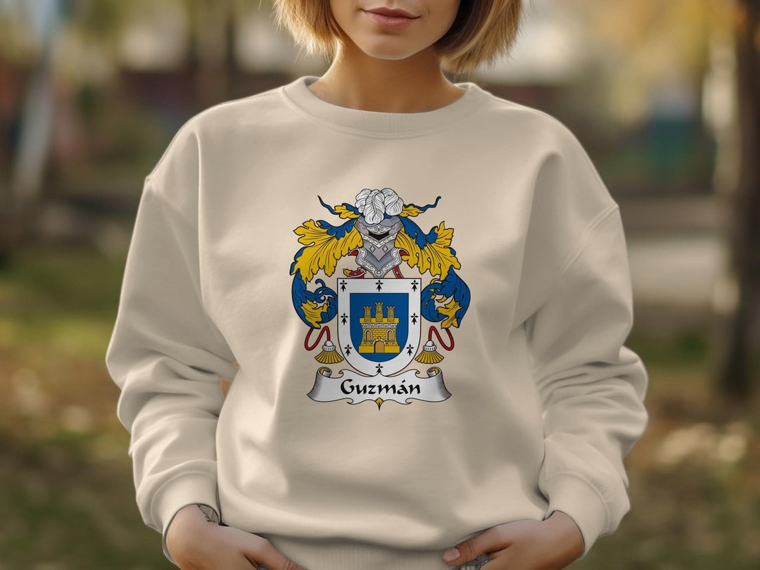 Guzmán Family Crest Spanish Coat of Arms Heraldry T-shirt, Sweatshirt ...