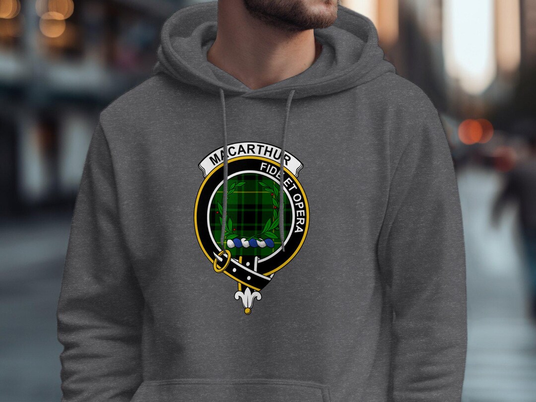 Macarthur Clan Hoodie, Fide Et Opera Design Hoodie, Scottish Clan Crest ...