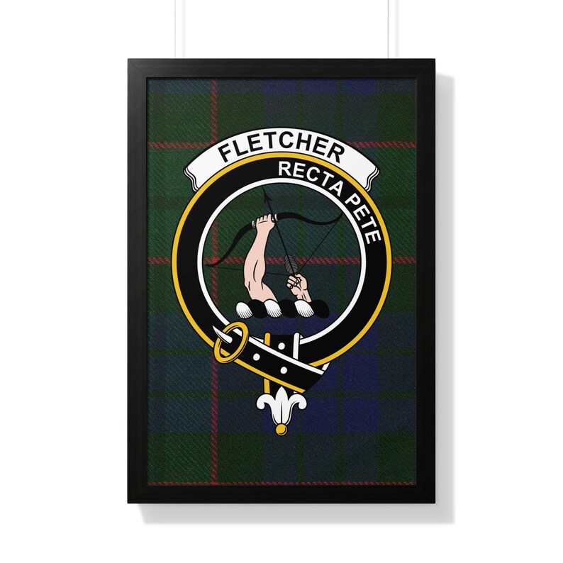 Fletcher Clan Crest Framed Poster, Scottish Tartan Art, Family Heritage ...