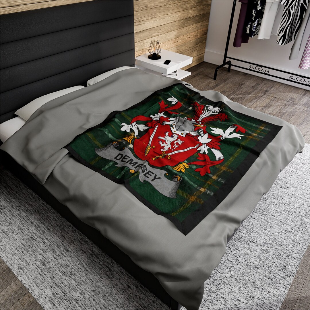 Dempsey Coat of Arms Irish Blanket, Dempsey Family Irish Blanket, Irish ...