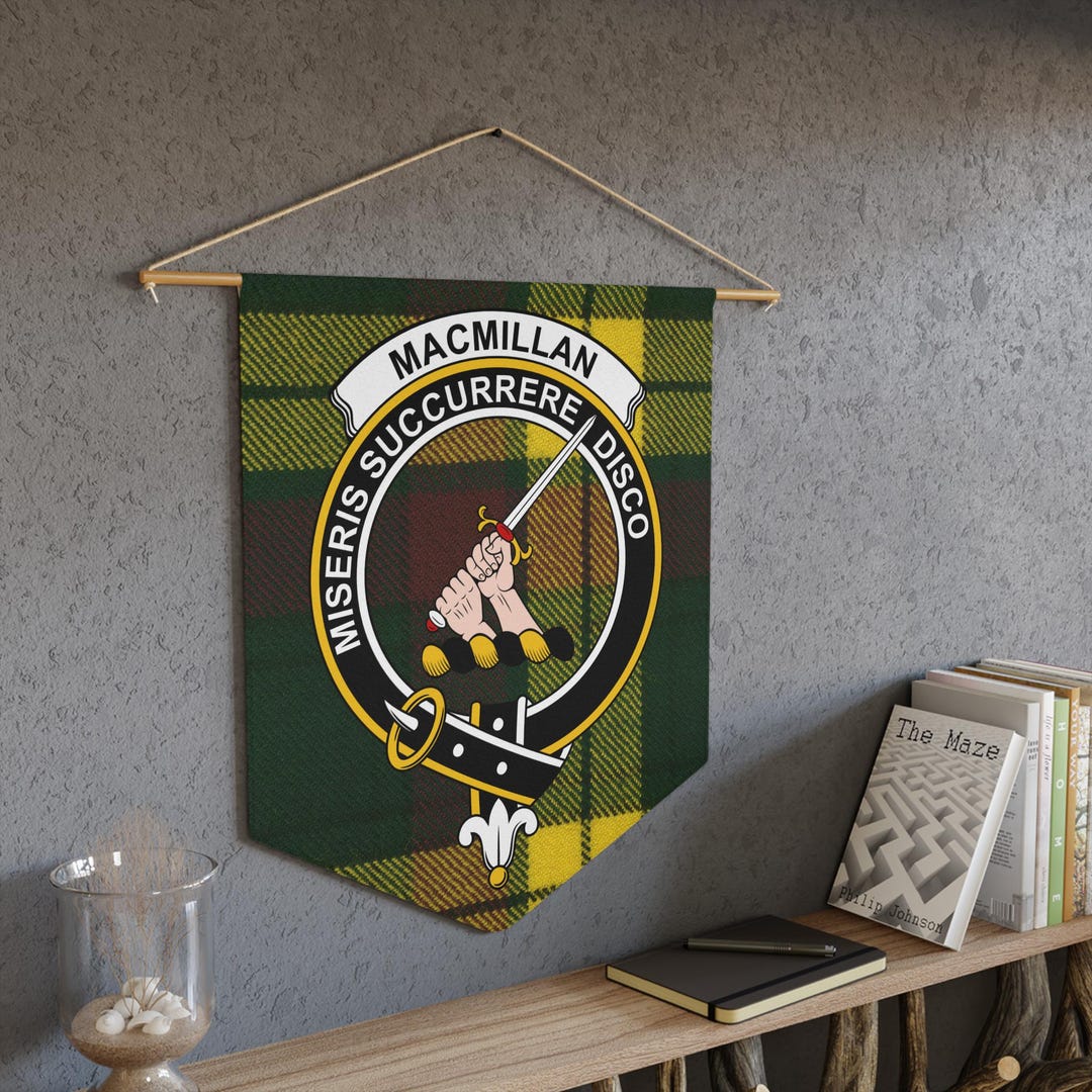 Macmillan Clan Crest Pennant: Tartan Fabric, Scottish Heraldry, Family ...