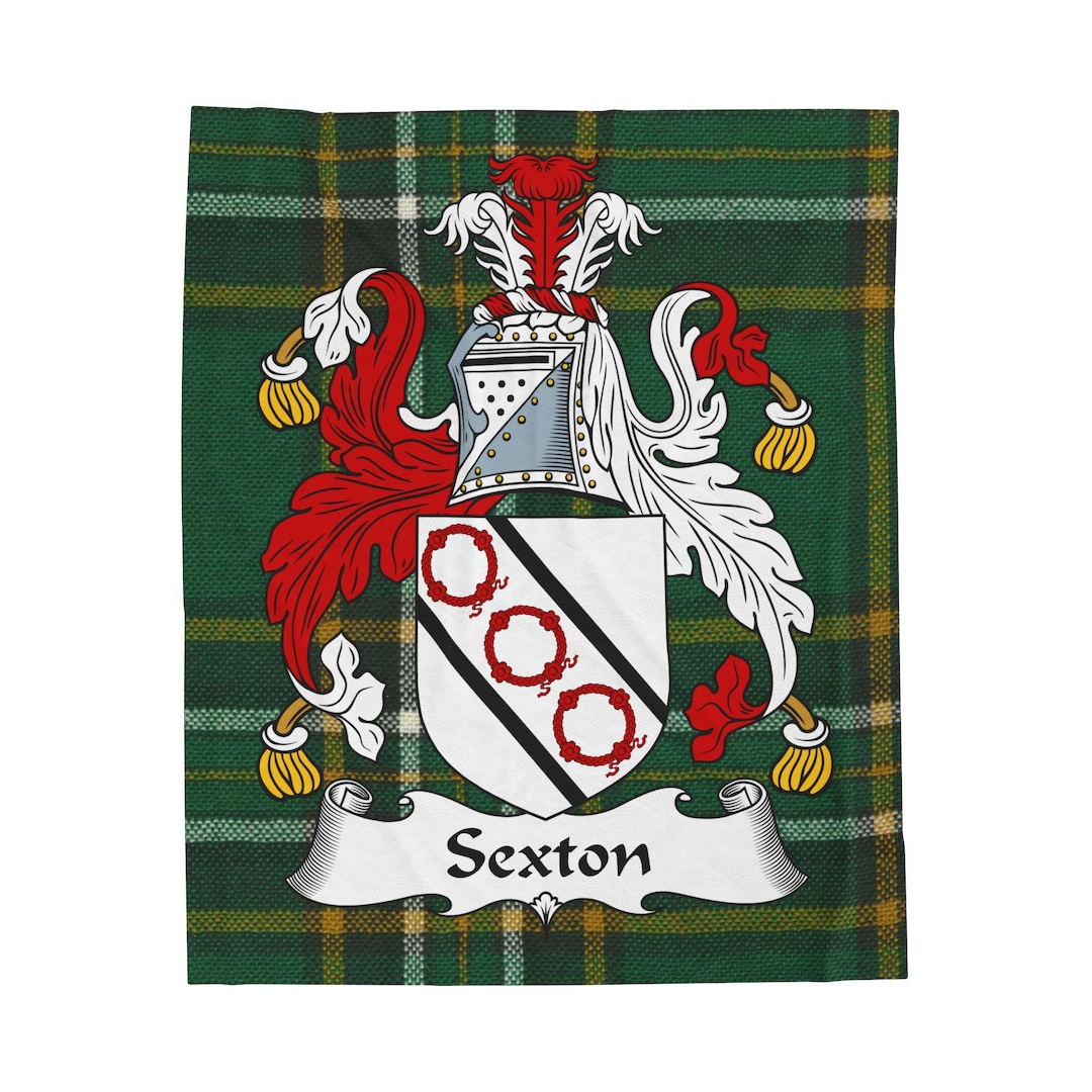 Sexton Surname Coat of Arms Throw Blanket - Etsy