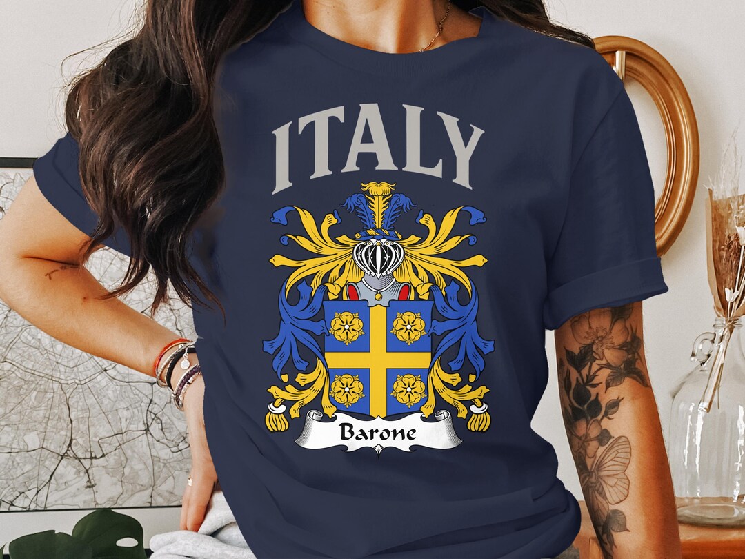 Barone Italian Surname Coat of Arms T Shirt, Family Heritage Pride ...