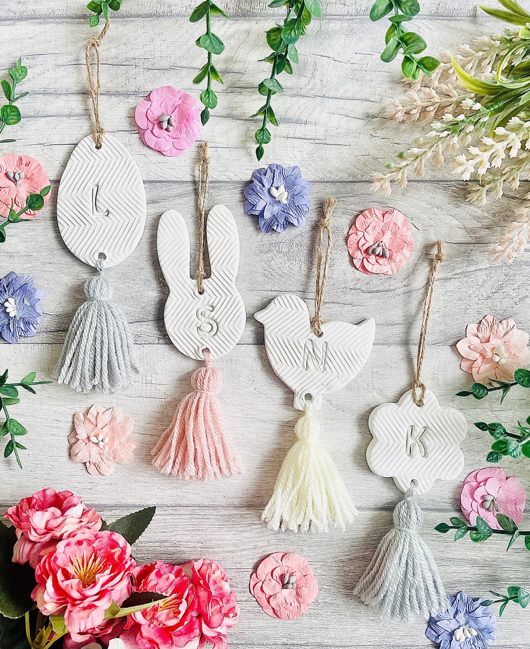 Personalised Easter Clay Decoration With Tassel,easter Basket ...