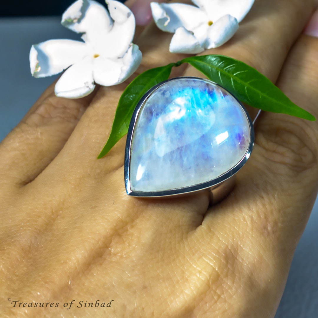 Elegant Massive Ceylon Blue Moonstone Set: Ring&pendant - Etsy