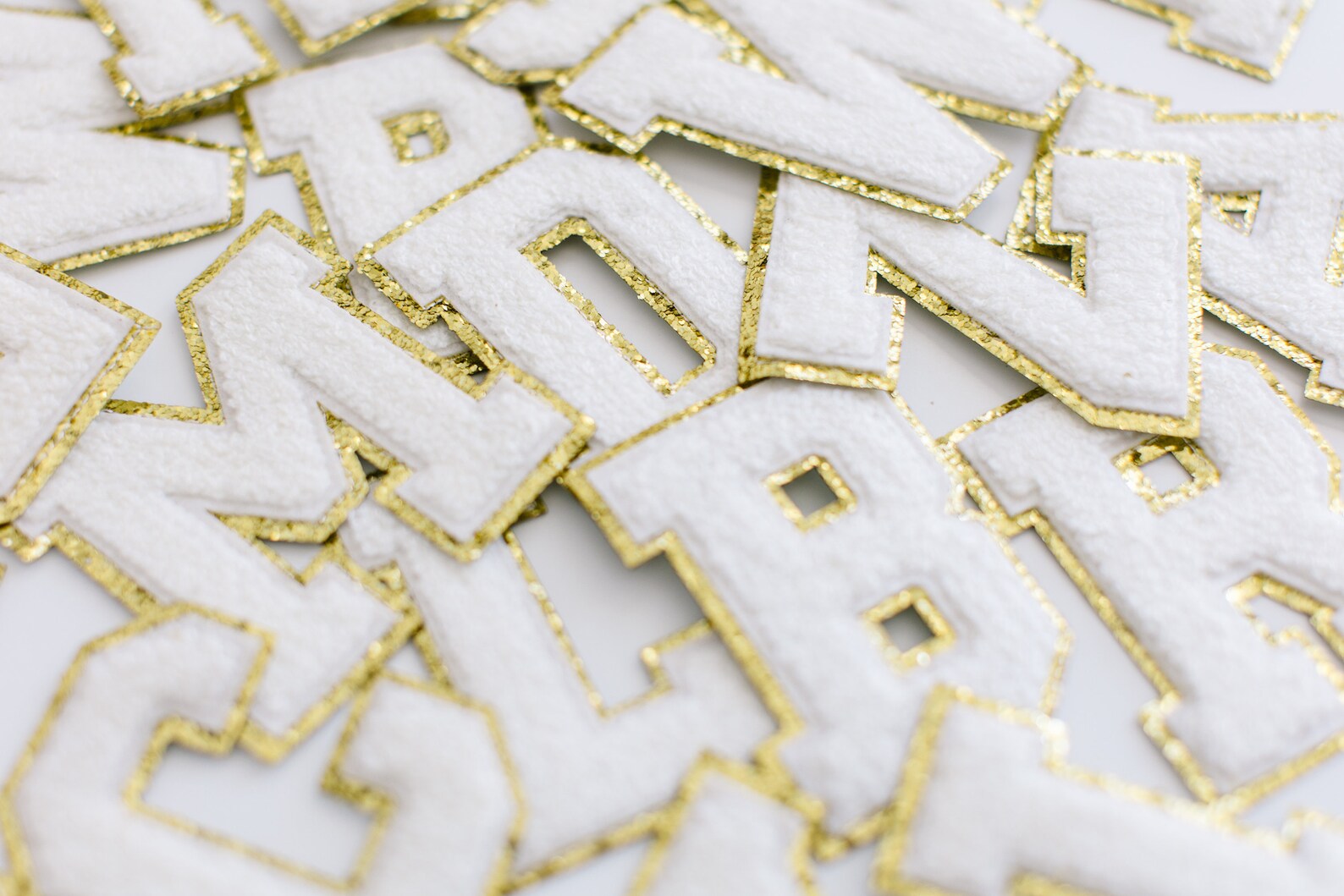 IRON ON 3.25 White Varsity Glitter Letter Chenille | Etsy