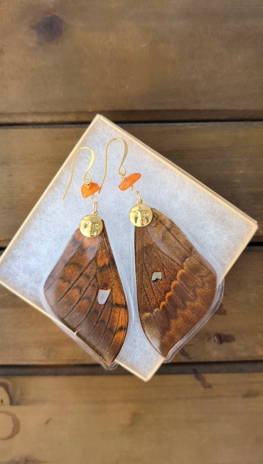 Automeris Moth Wing Earrings, Real Butterfly Earrings - Etsy UK