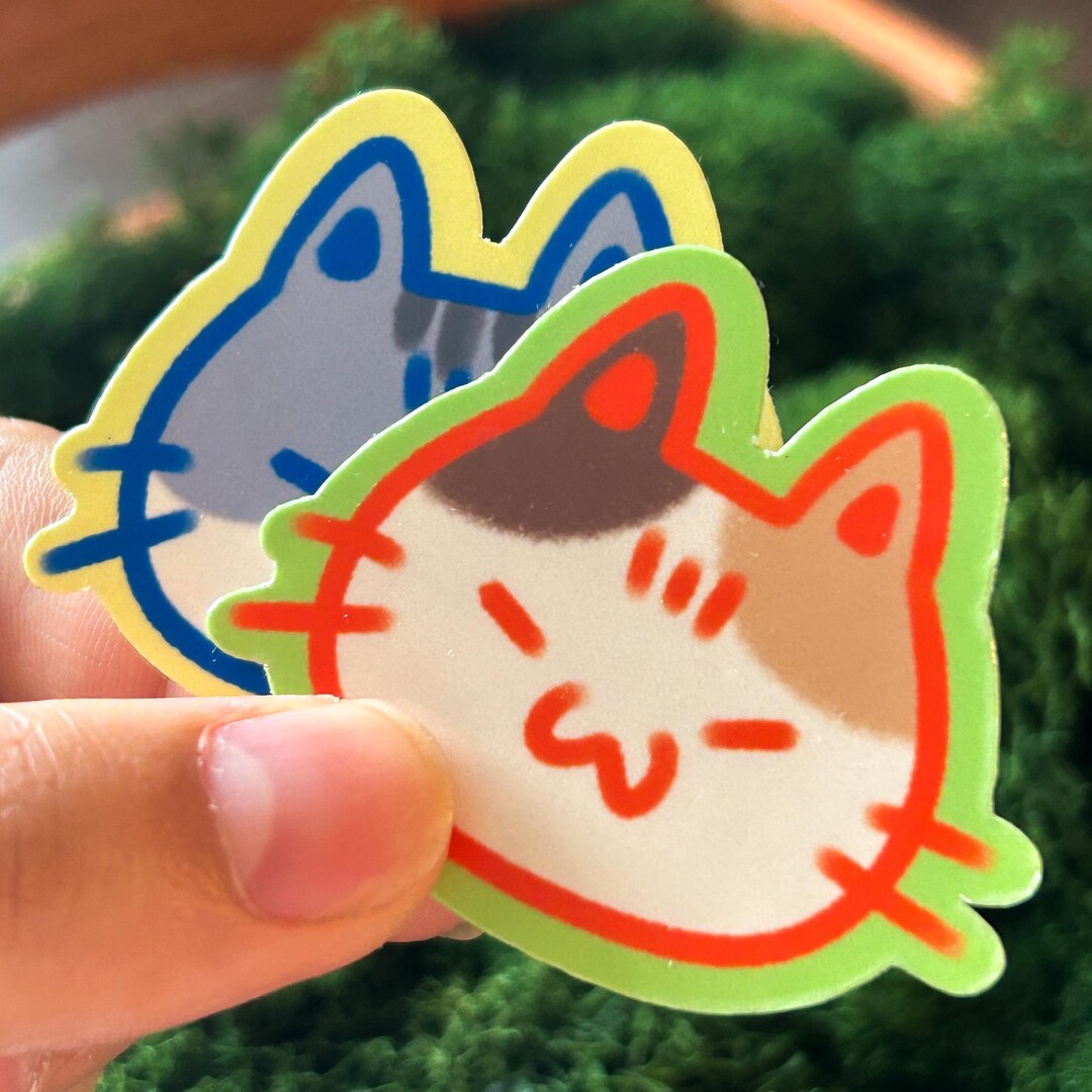 Mischievous Cat Sticker: Holographic Waterproof Laptop Decal (2”x1.7 ...