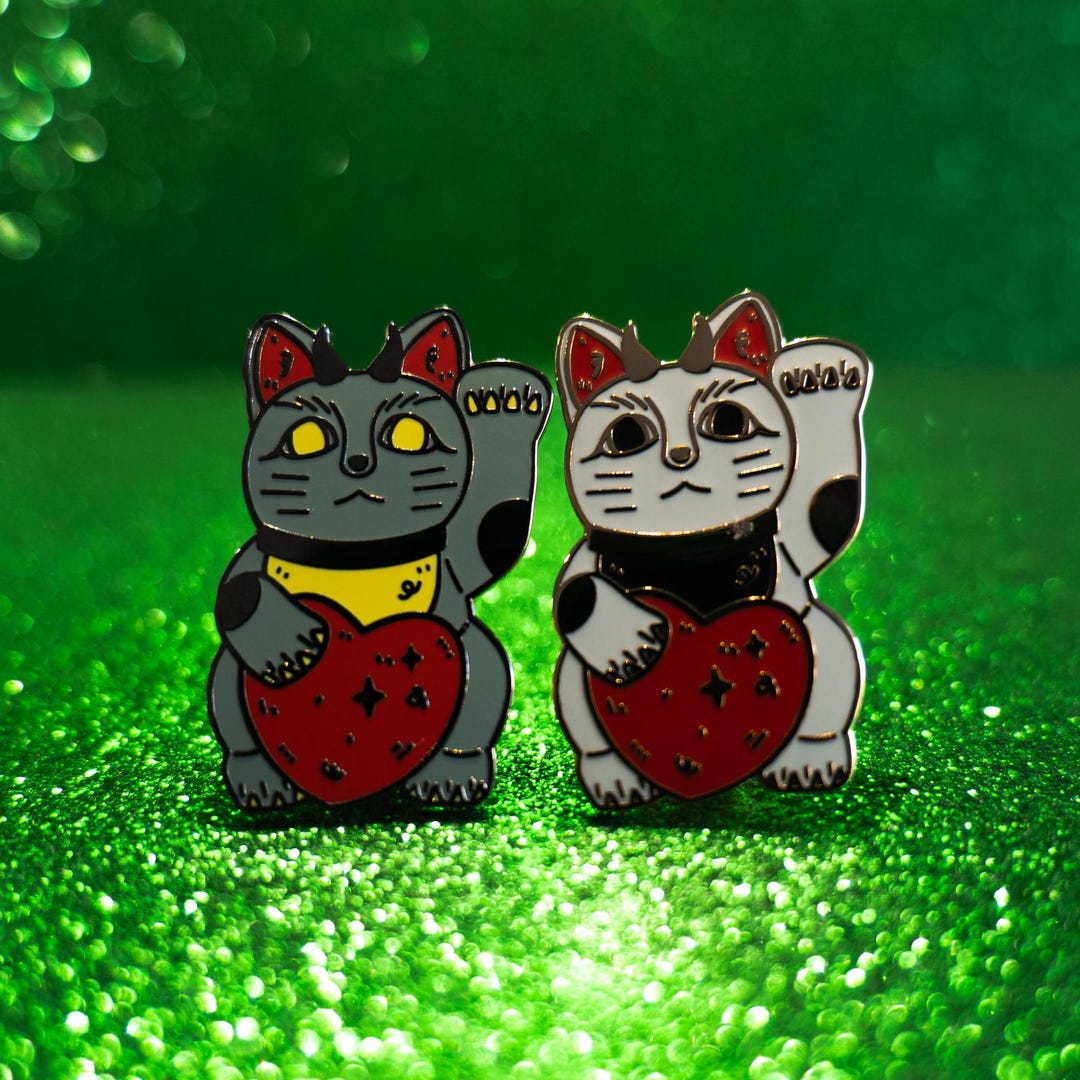 Oni Lucky Cat Maneki Neko Japanese Folklore Enamel Pin - Etsy