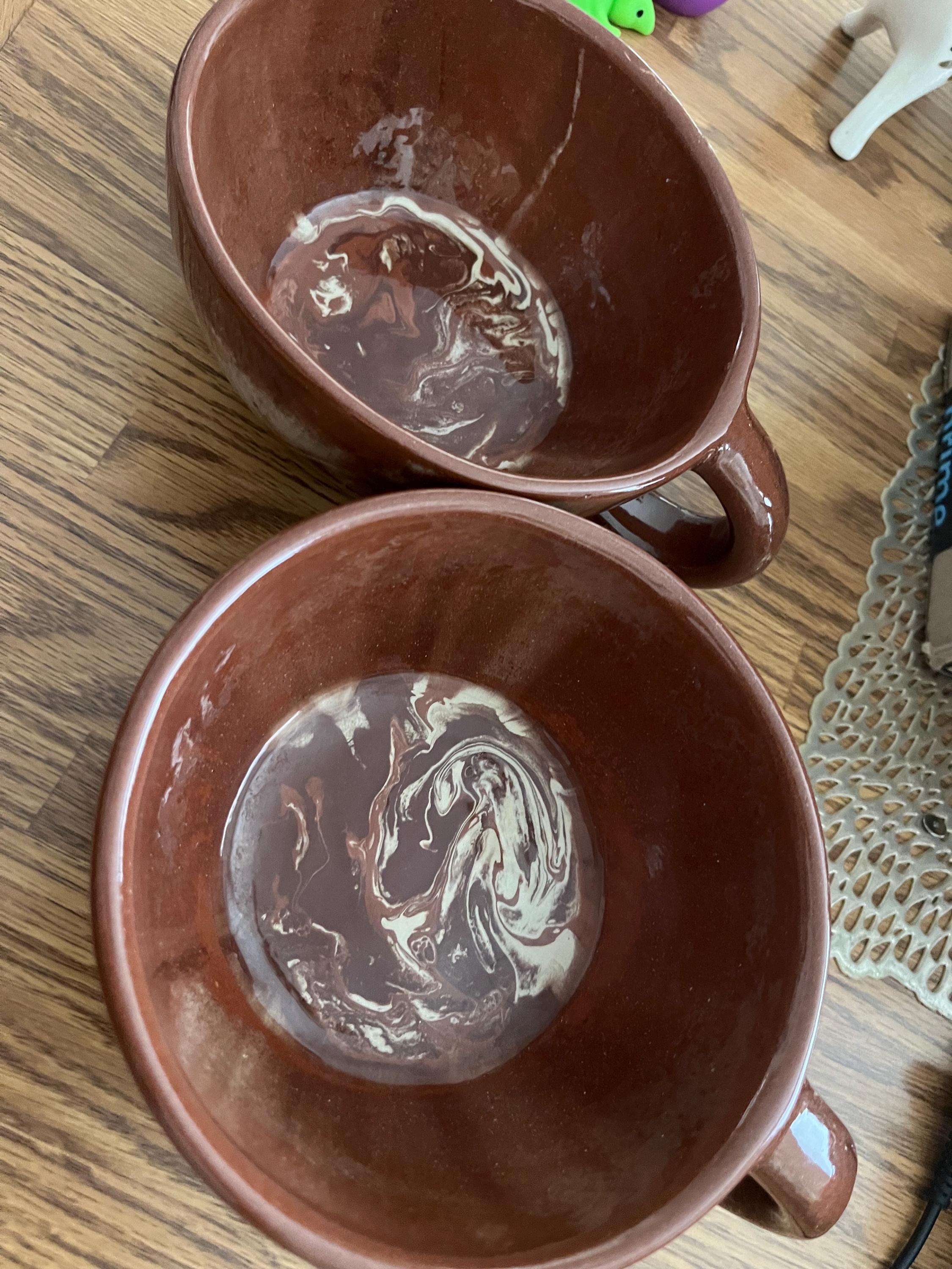 2 Vintage “clays in Calico” Art Pottery Coffee Cups Mugs Cardwell ...