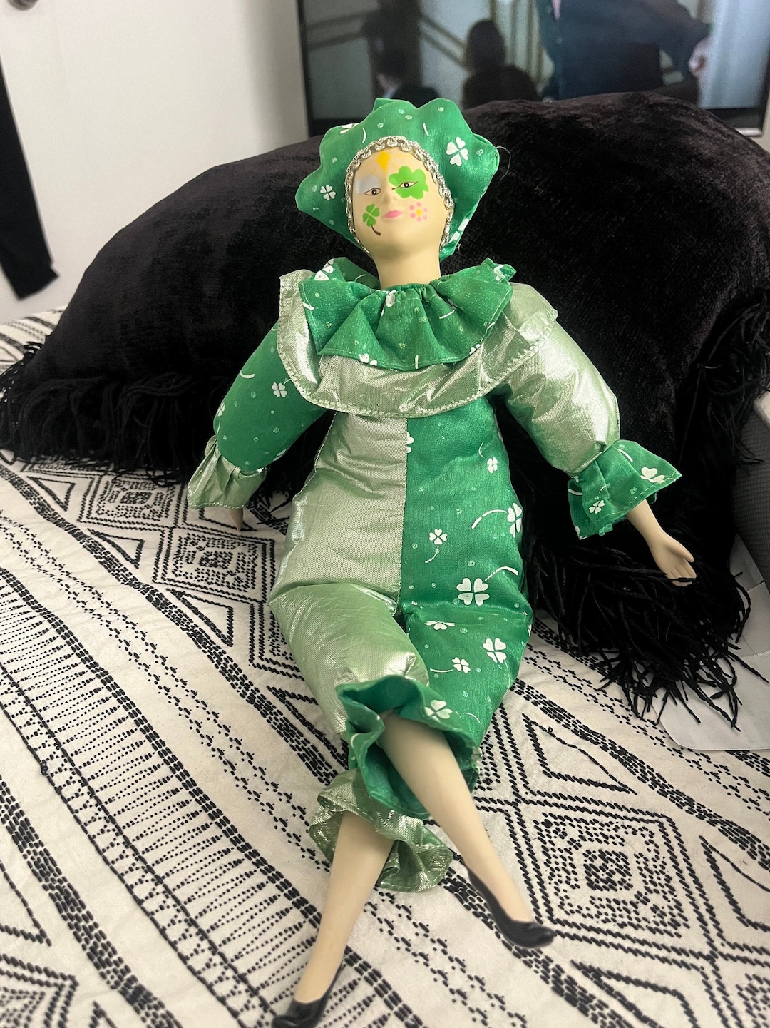 Vintage Sugar Loaf Hand Painted Bisque Porcelain Mardi Gras Harlequin ...