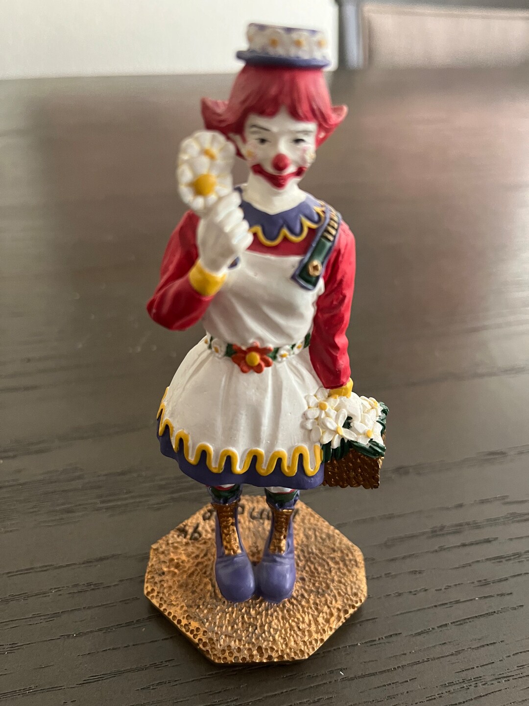 Vintage Ron Lee 94 Clown Daisy Flowers Basket Signed Bronze Figurine ...