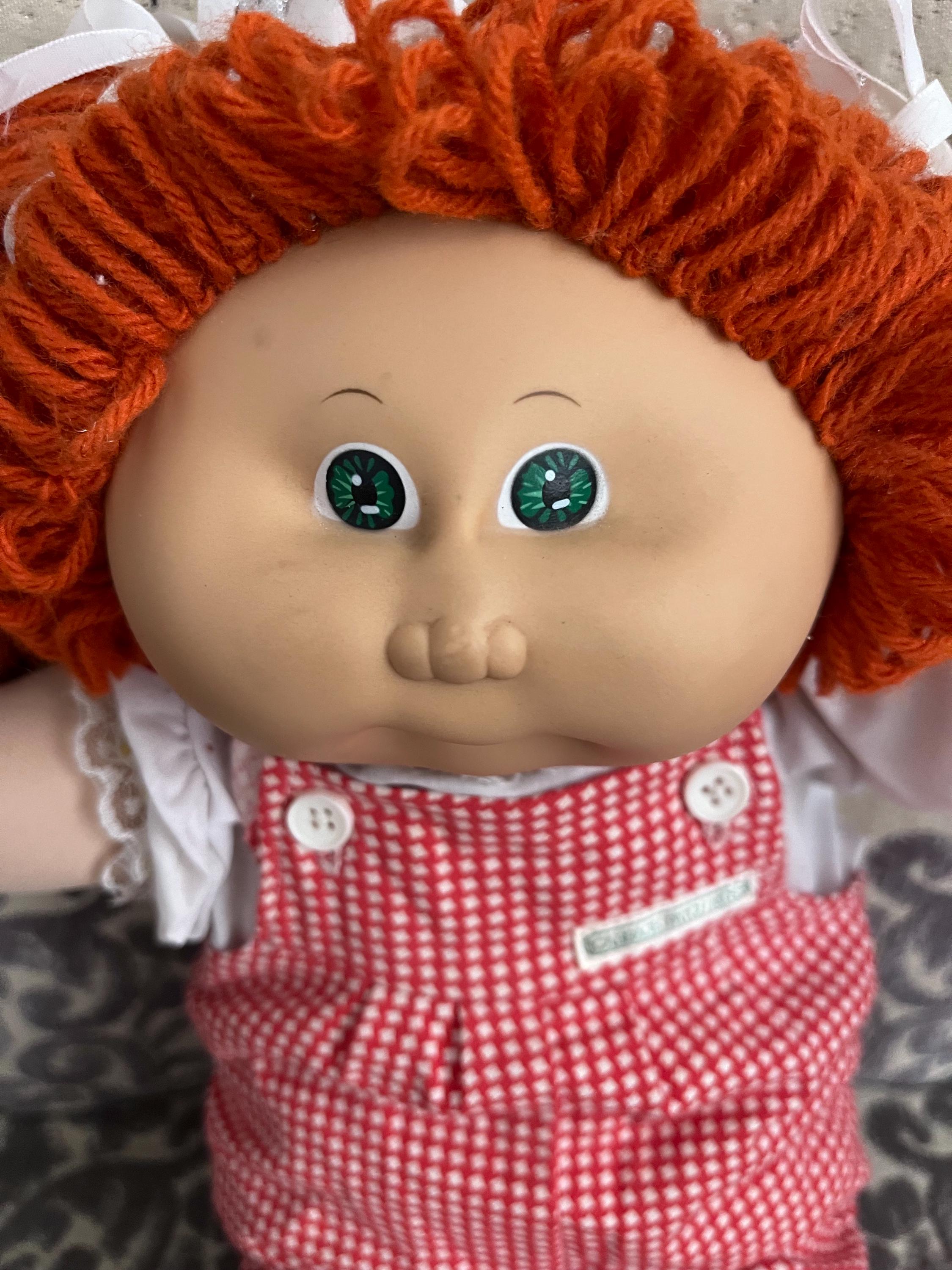 Vintage 84 Coleco Cabbage Patch Kids RARE KT TAG Girl Red Hair Green ...