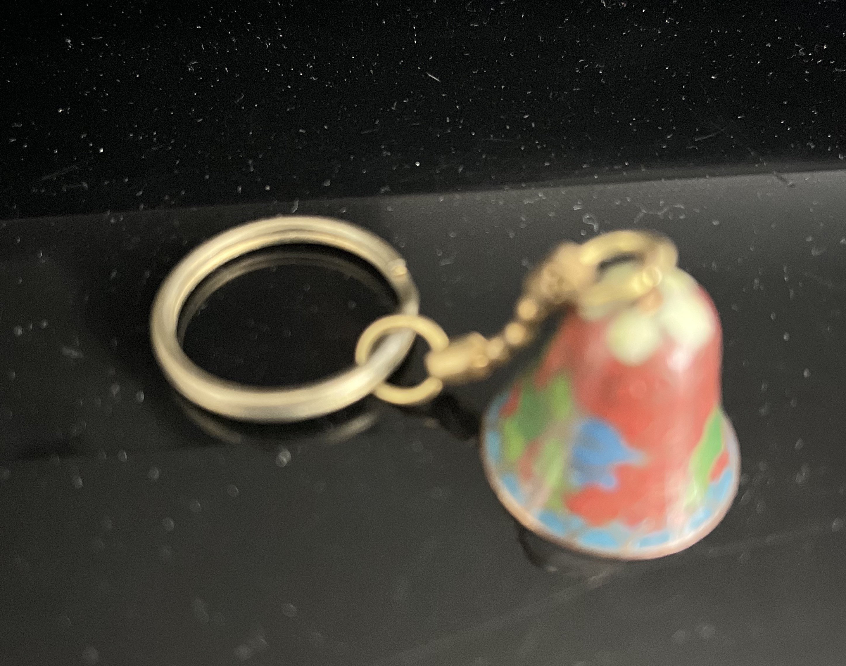 Cloisonne Bell Key Ring / Brass Cloisonne Bell Key Ring / Floral ...