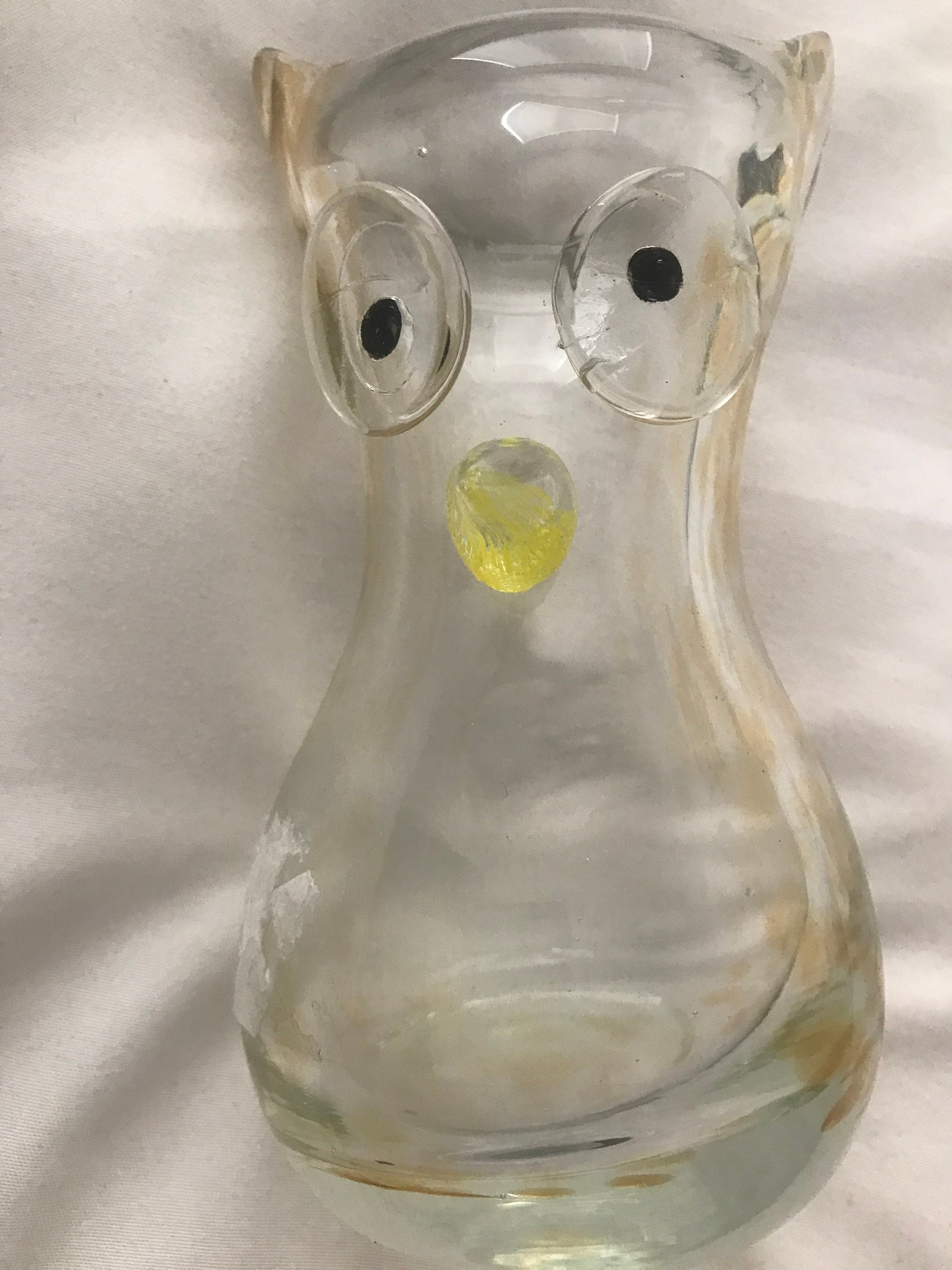 Antique Art Glass Owl Vase Mid Century Etsy Canada