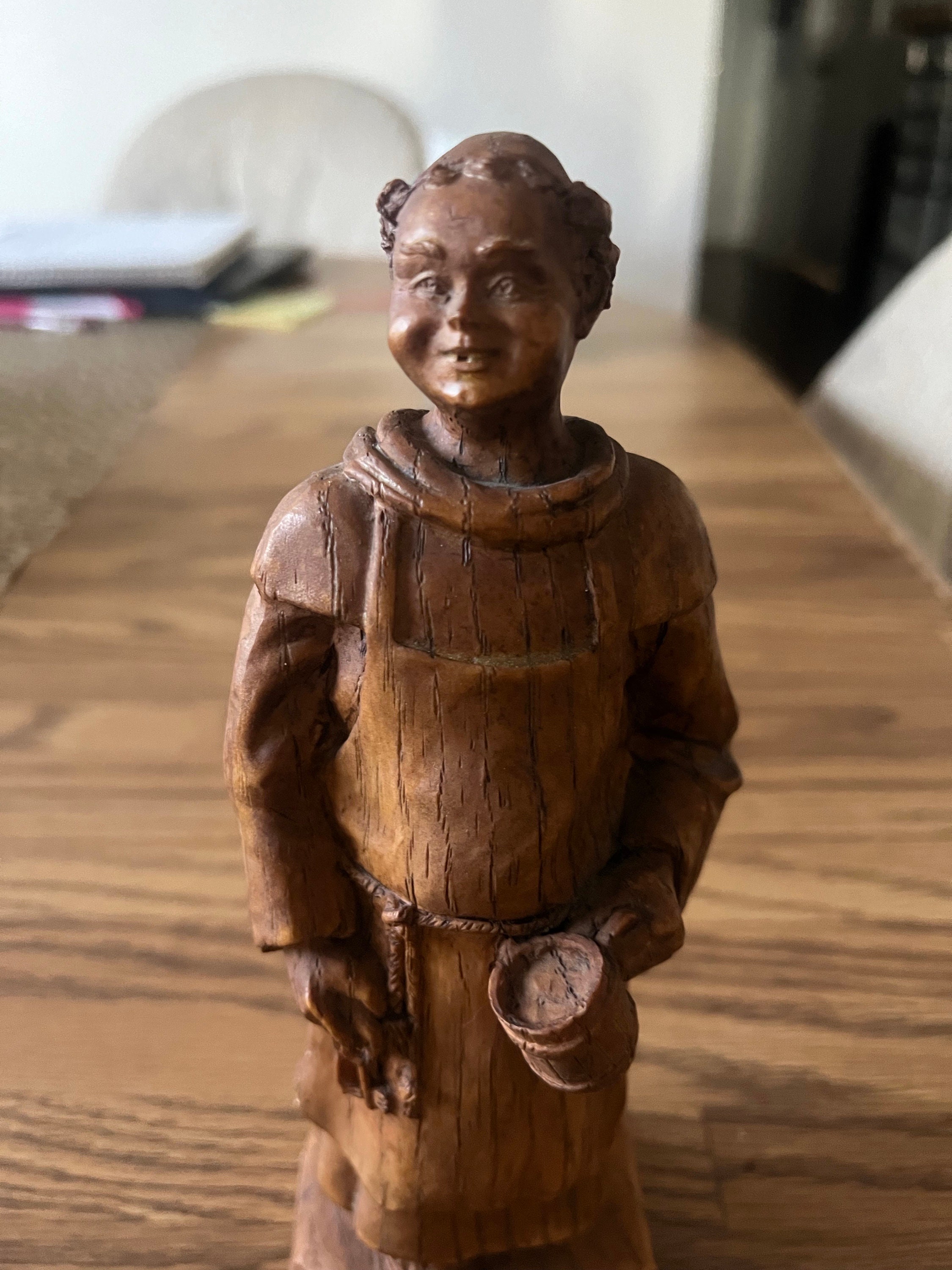 Medieval Franciscan Monk Friar Habit Vintage Hardwood Carving Figurine ...