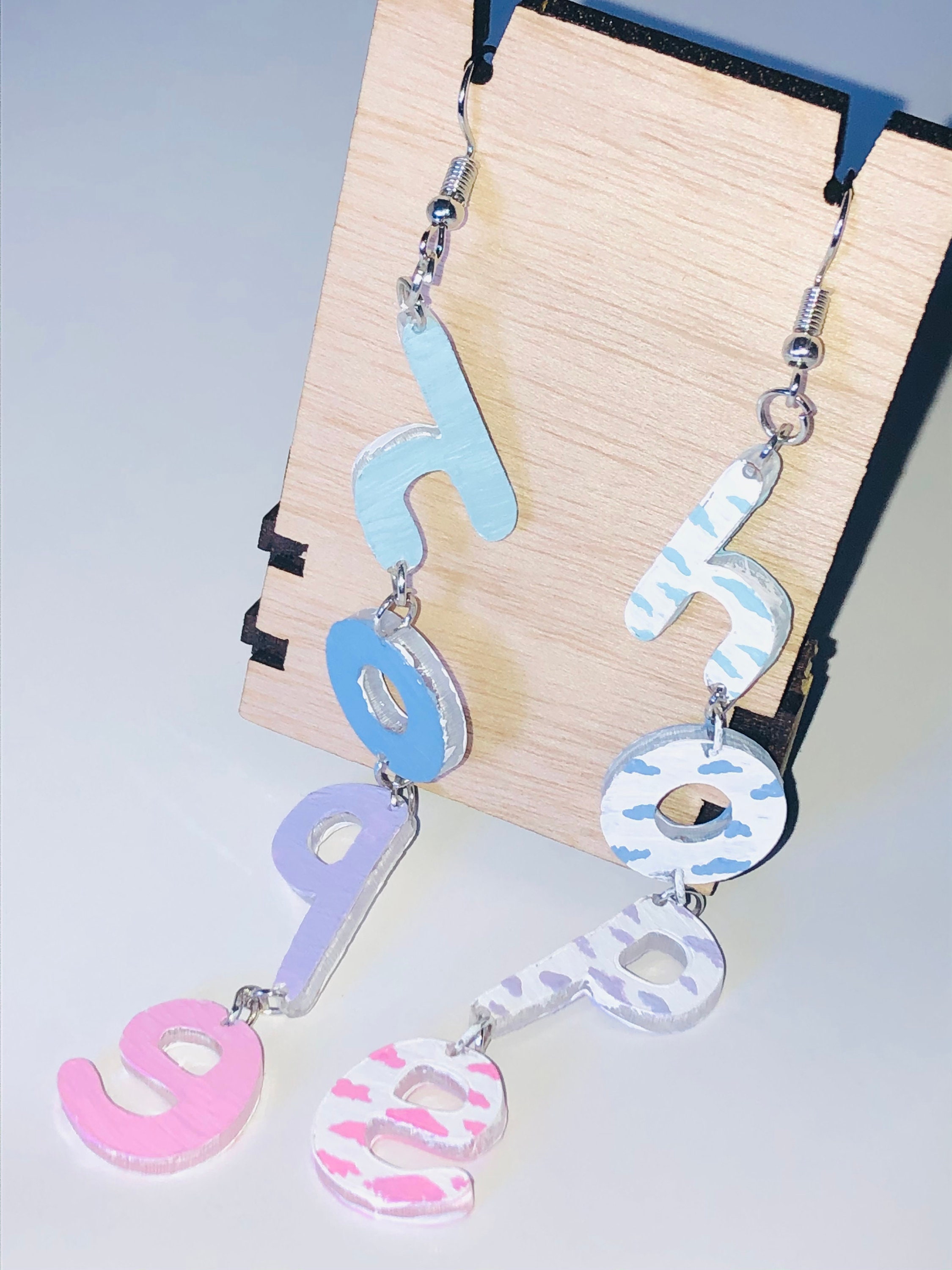 Laser Cut Earrings hope Hand Painted - Etsy