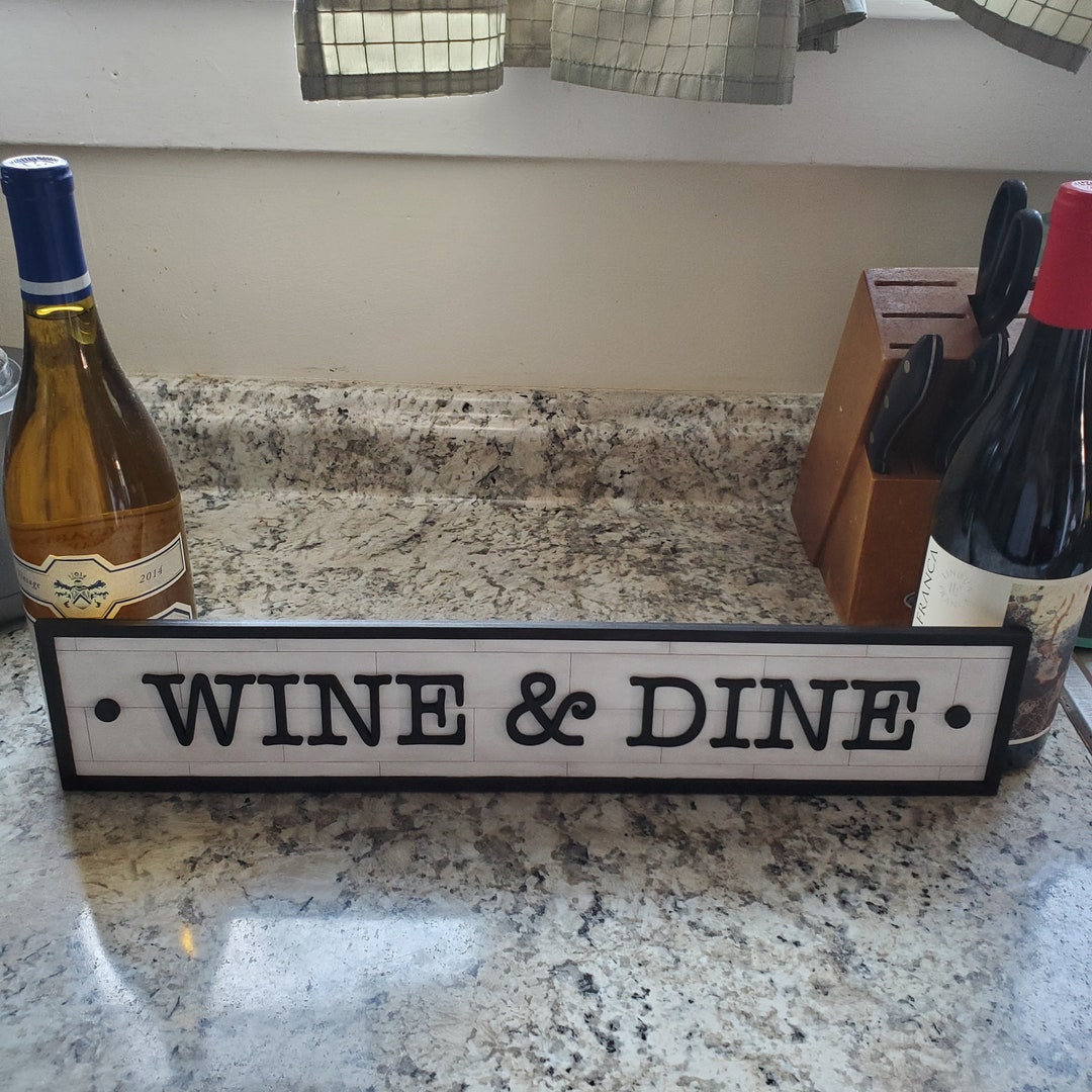 Wine & Dine Farmhouse Kitchen Sign - Etsy