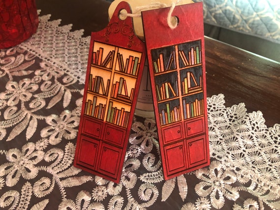 Library Bookshelf Bookcase Bookmark set of 2 | Etsy