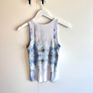 Blue Abstract Ice Dyed Ribbed Tank Top- LARGE - Etsy