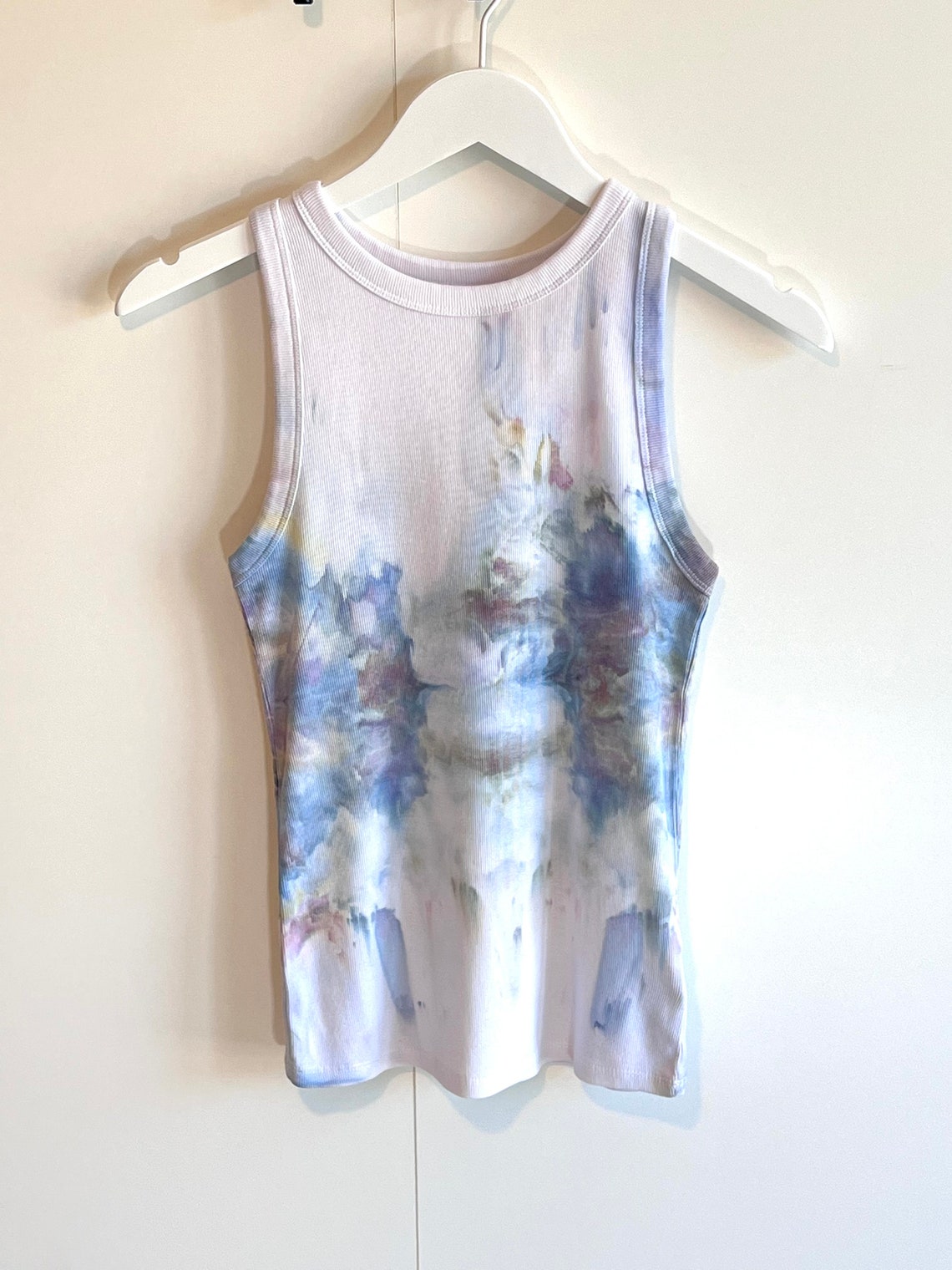 Blue Abstract Ice Dyed Ribbed Tank Top LARGE - Etsy