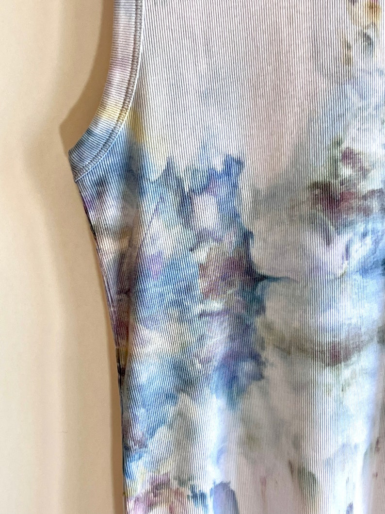 Blue Abstract Ice Dyed Ribbed Tank Top- LARGE - Etsy