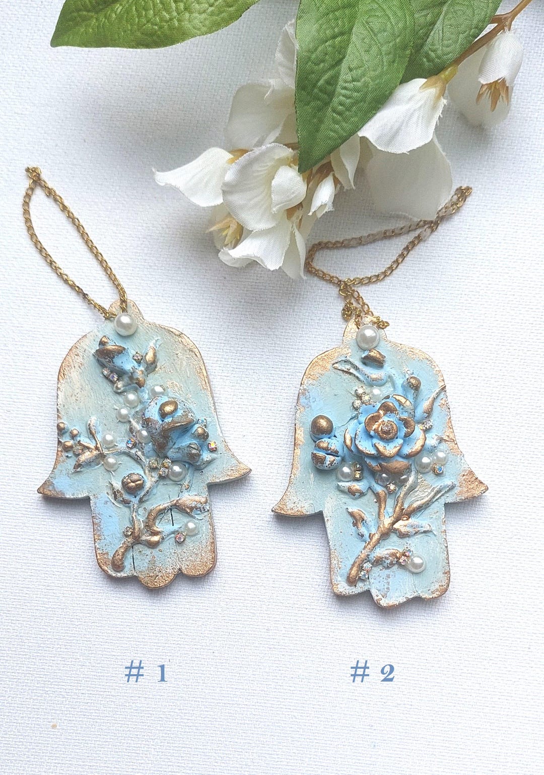 Jewish Hamsa Small Blue Hamsa Wall Hanging Floral Hamsa Jewish Home Protection Hamsa for Car ...