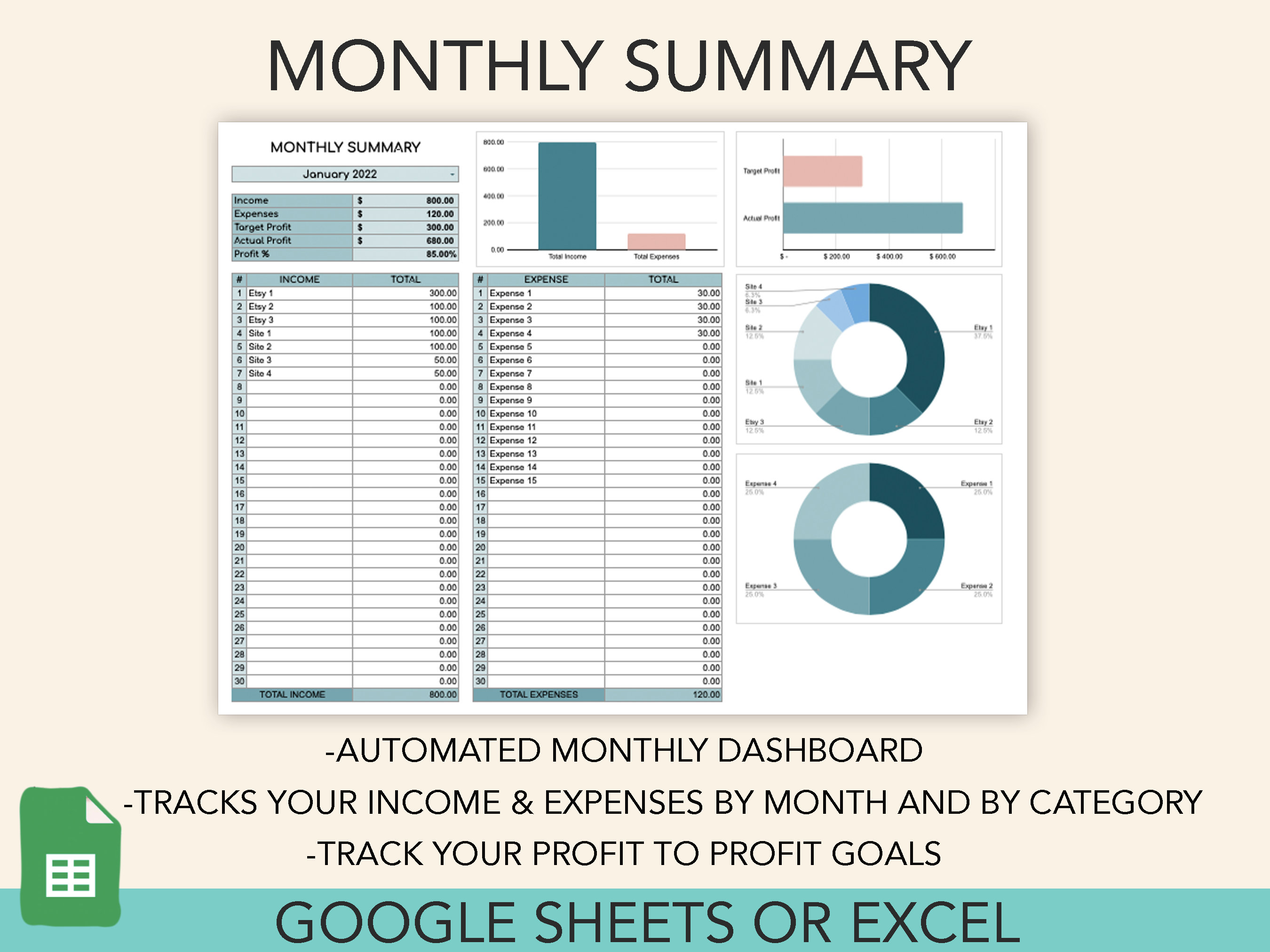 Easy Bookkeeping Template, Small Business Bookkeeping Spreadsheet ...